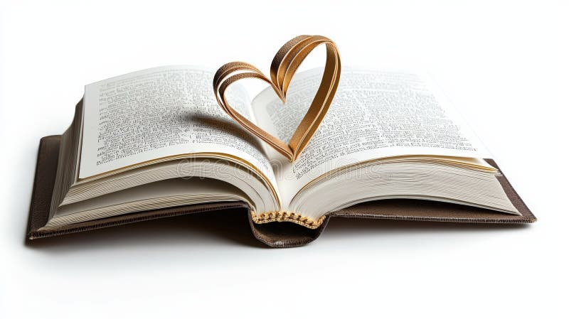 An Open Book with Pages Shaped into a Heart Symbolizes Love for Reading ...