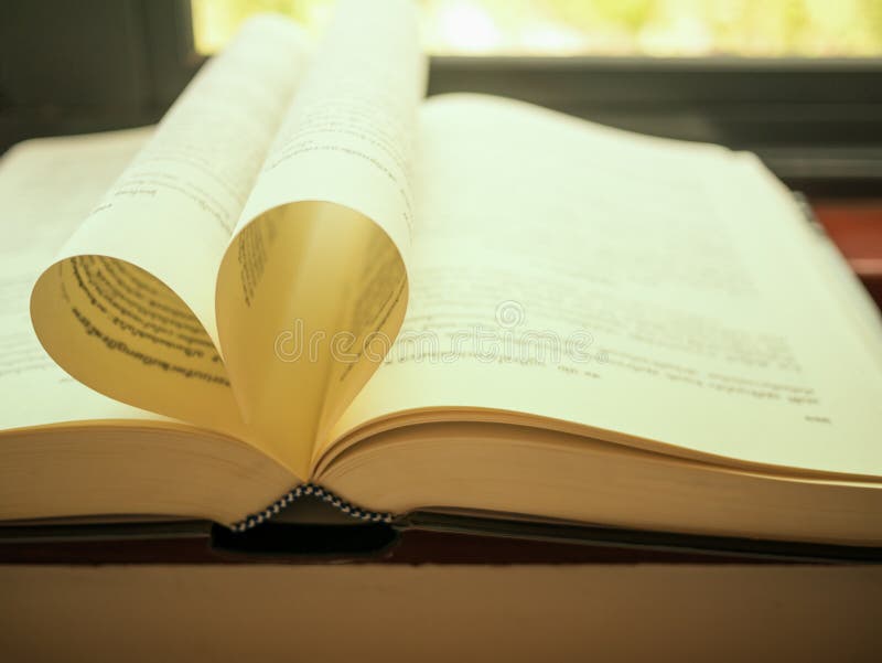 Open Book with Pages Shaped Like Heart Stock Image - Image of library ...