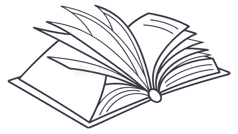 Open Book with Pages Turning Line Art Vector Icon, Vector Design ...