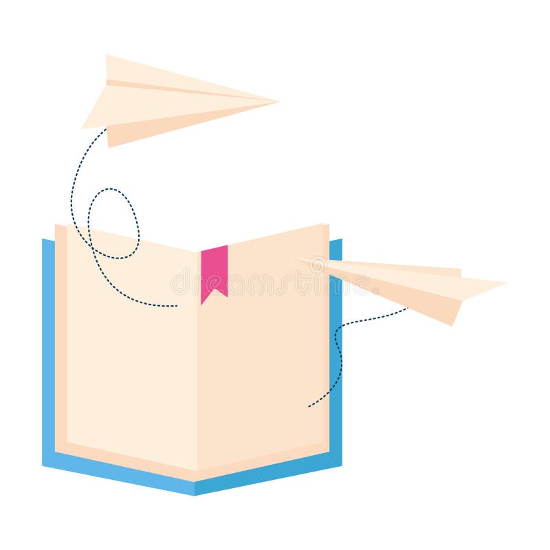 Open Book with Paper Plane Icon Stock Vector - Illustration of note ...