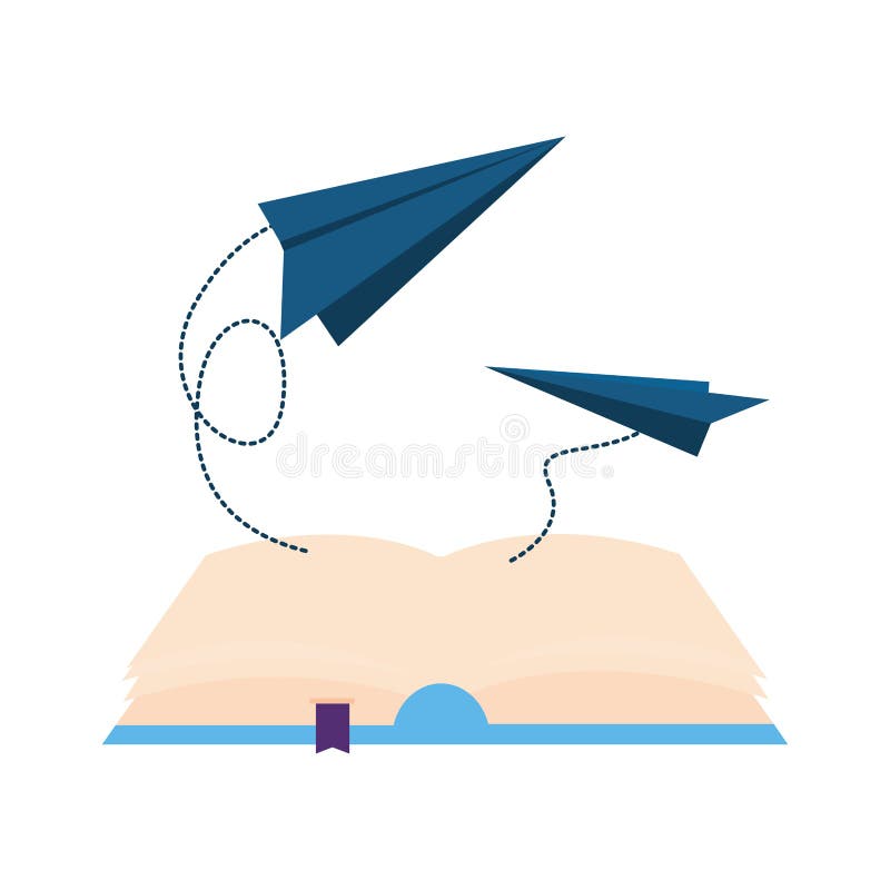 Open Book with Paper Plane Icon Stock Vector - Illustration of book ...