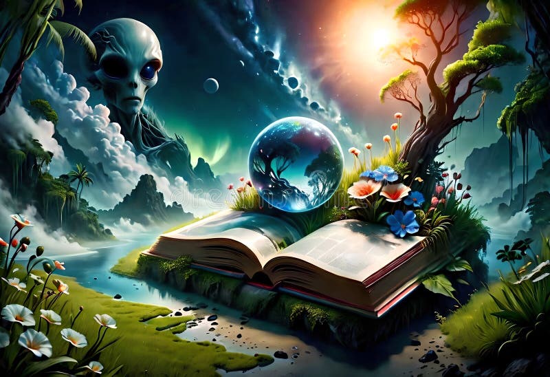 An Open Book on a Path in a Beautiful Park Against the Backdrop of a ...