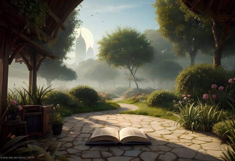 Open Book and Tree of Knowledge, Abstract Background Stock Photo ...