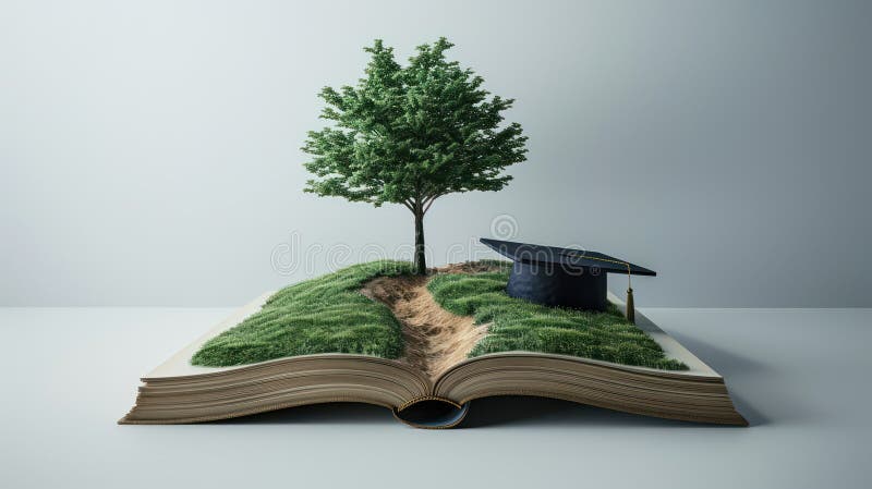 An Open Book with a Path Leading To a Graduation Cap, Symbolizing the ...