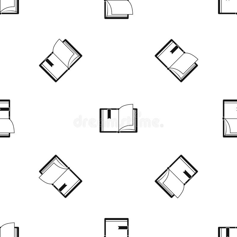 Open Book Pattern Seamless Black Stock Vector - Illustration of ...
