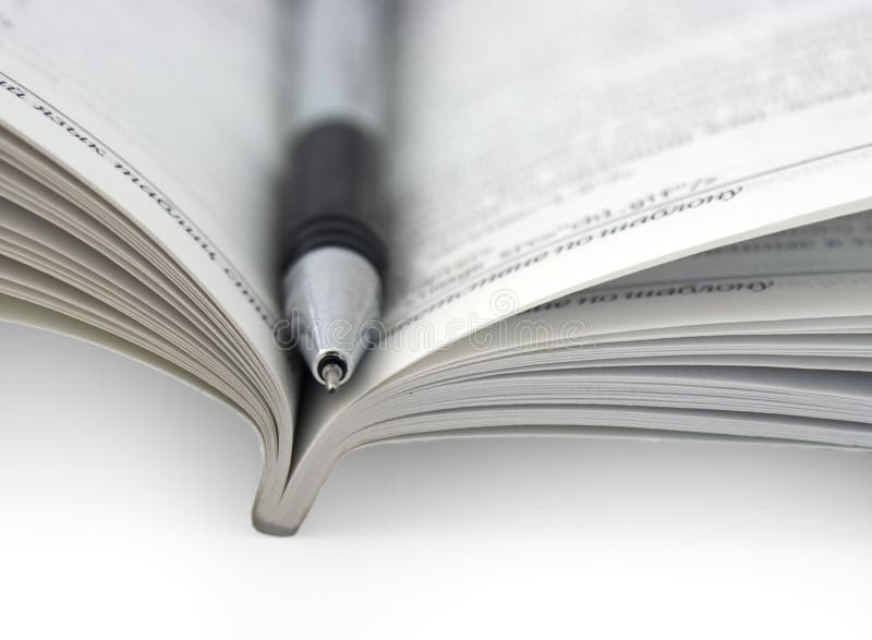 Open book with pen stock image. Image of text, single - 7560999