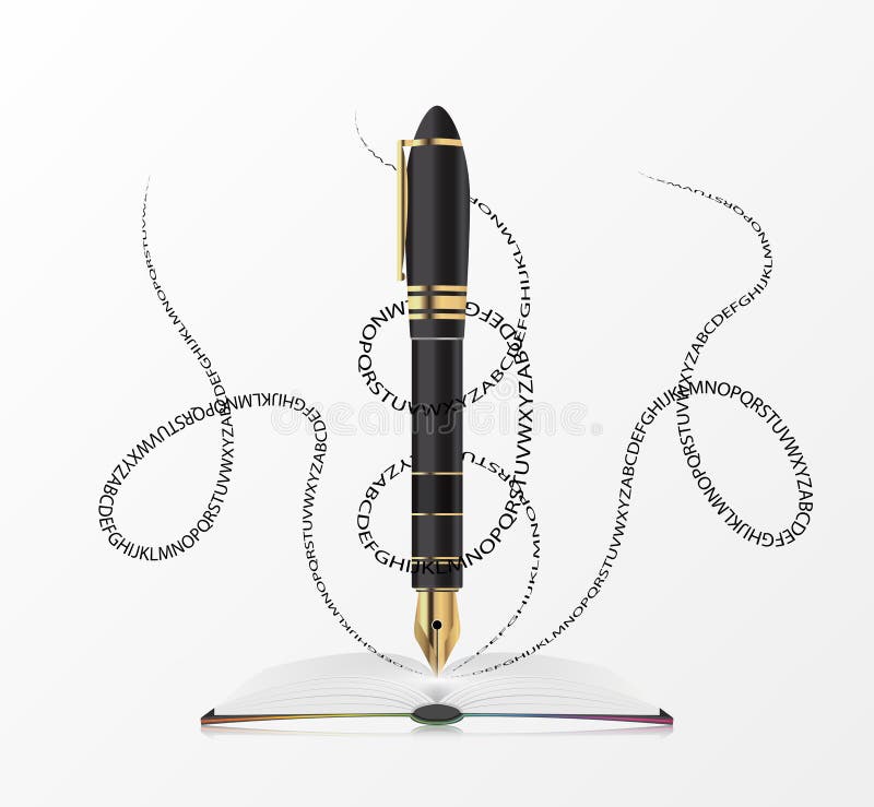 Open Book with Pen. Creative Design Stock Vector - Illustration of open ...