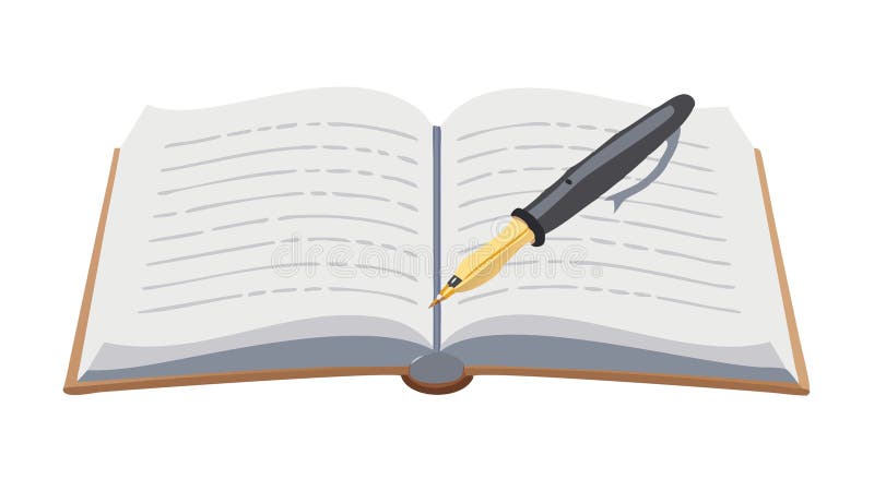 Open Book and Pen, Education Writing Study, Vector Design Generative AI ...