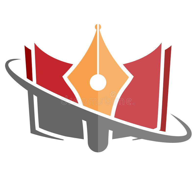 An Open Book and a Pen. Template for Logo, Emblem and Sticker Stock ...