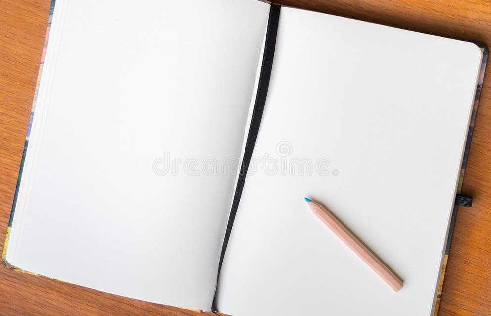 Open book with pencil stock photo. Image of notebook - 98296296