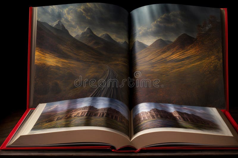 An Open Book with a Picture of a Train on it. Generative AI Stock ...