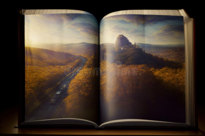 An Open Book with a Picture of a Train on it. Generative AI Stock ...