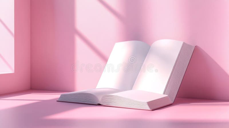 Open Book in Pink Room with Sunlight Stock Illustration - Illustration ...