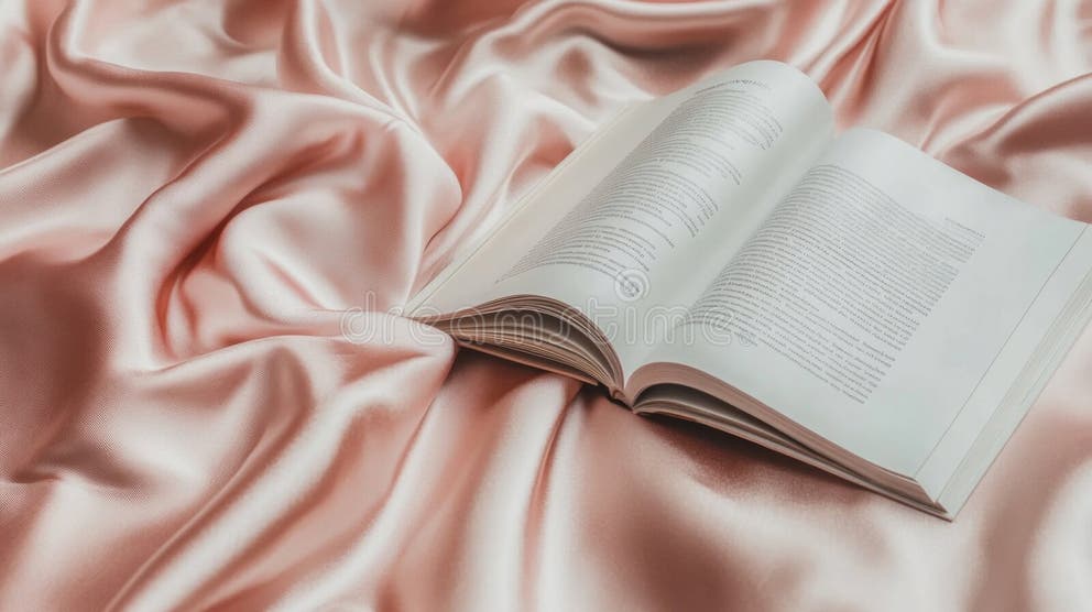 Open Book on Pink Satin Fabric Stock Illustration - Illustration of ...