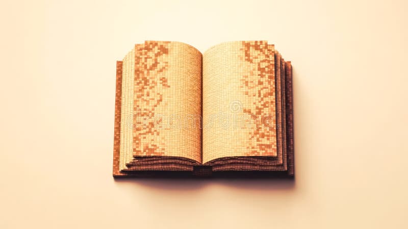 Open Book with Pixelated Pages Resting on Table Stock Photo - Image of ...