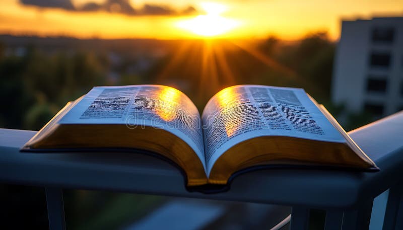 An Open Book Placed on a Balcony Railing with a Stunning View of the ...