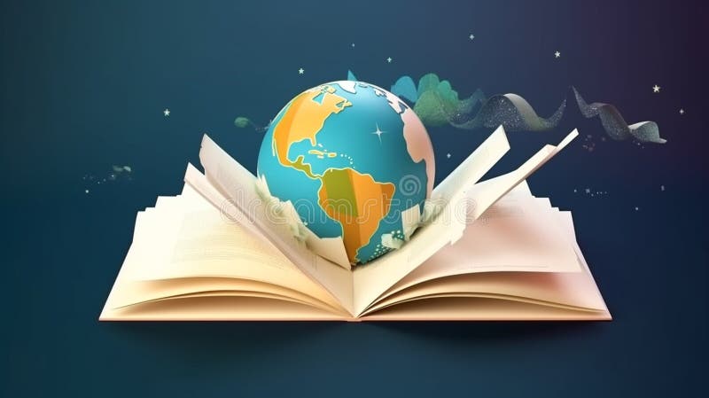 Open Book with Planet Earth. AI Generated Stock Image - Image of ...
