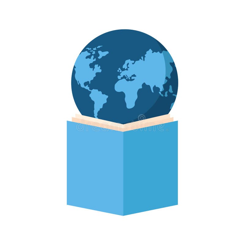 Open Book with Planet Earth Icon Stock Illustration - Illustration of ...