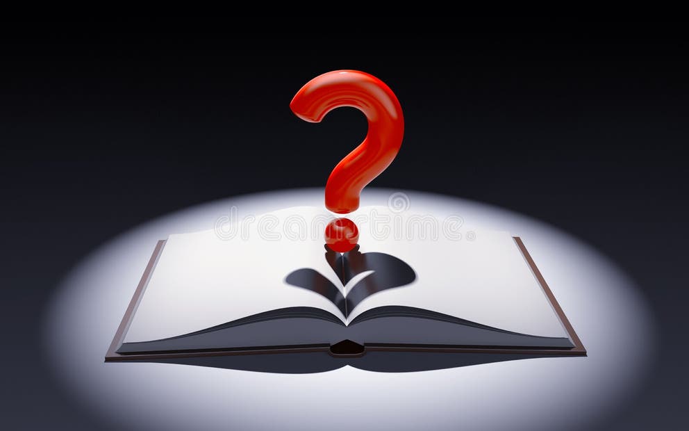 Open Book with Question Mark in the Spot of Light Stock Illustration ...