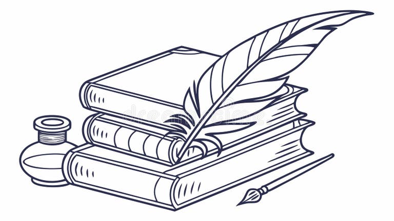 Open Book Quill Pen Education Writing Study Knowledge, Vector Design ...