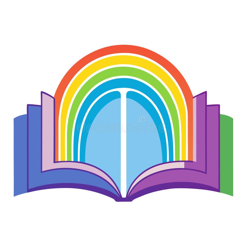 Rainbow Book Vector Illustration for Learning, Education, and Creative ...