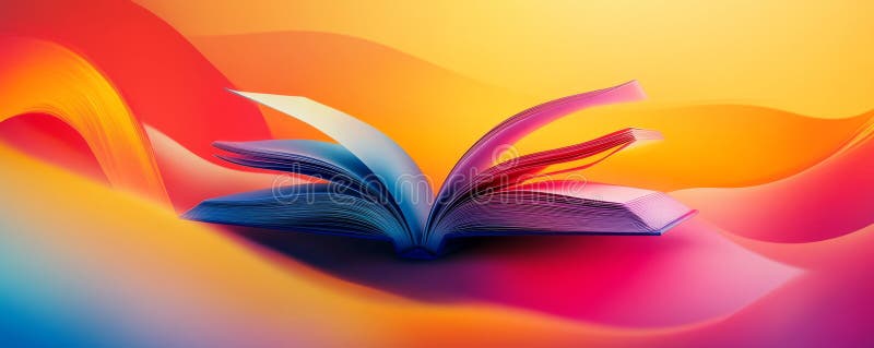 Open Book with Rainbow Pages, Gradient Background. Creativity and ...