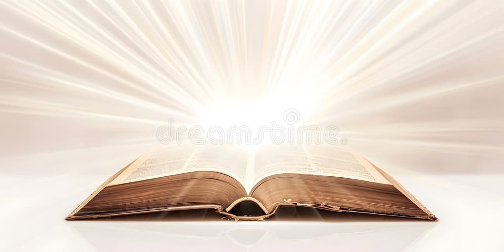 Open Book with Rays Emanating from Center of Book in Delicate Beige ...