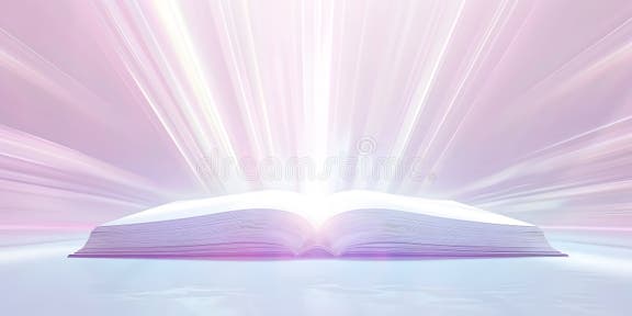 Open Book with Rays Emanating from Center of Book in Pink Pastel Colors ...