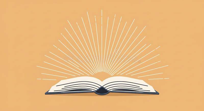 Open Book with Rays of Light Stock Illustration - Illustration of font ...
