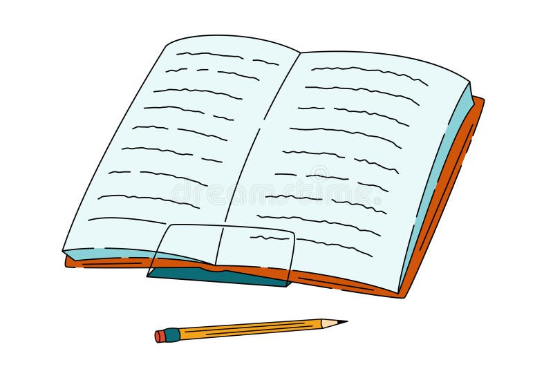 Open Book in a Reading Stand and a Lying Pencil Stock Vector ...