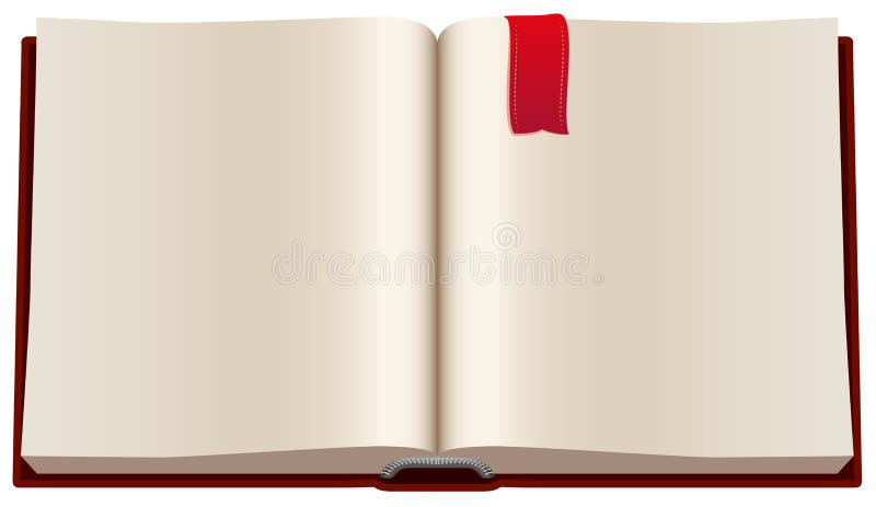 Open Book with Red Bookmark Stock Vector - Illustration of hardcover ...