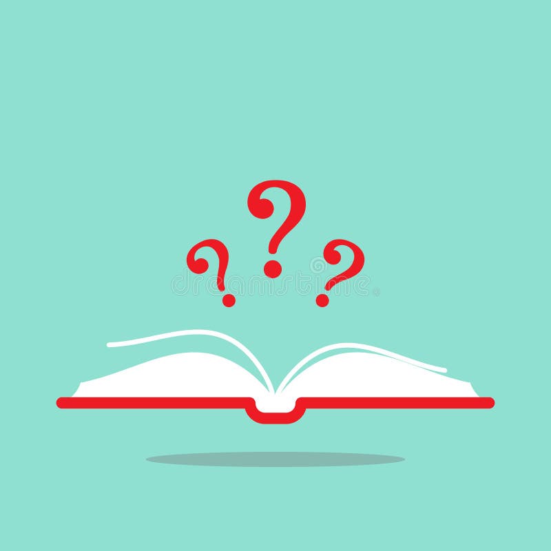 Open Book with Red Book Cover and Red Question Marks. Isolated on ...