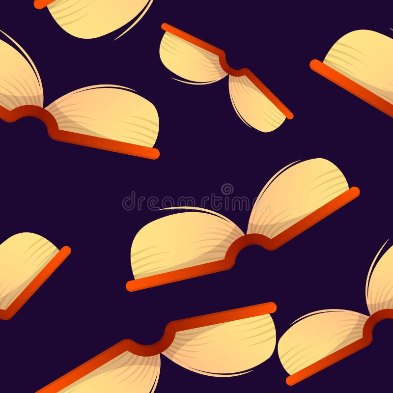 Open Book with Red Cover - Vector Seamless Pattern in Flat Style Stock ...