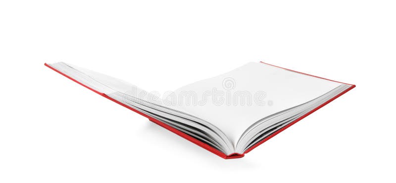 Open Book with Red Cover on White Background Stock Image - Image of ...
