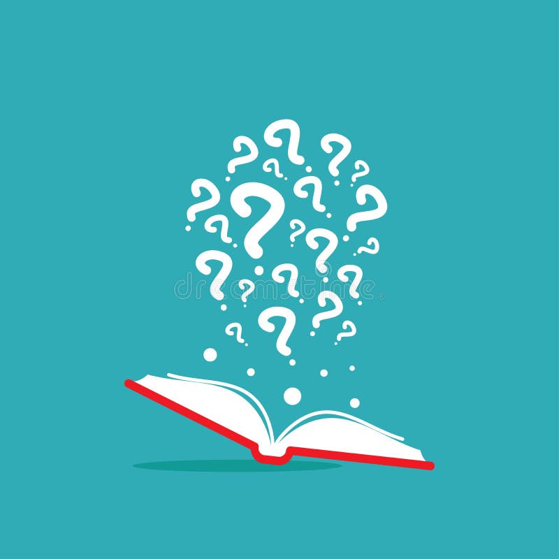 Open Book with Red Book Cover and White Question Marks Flying Out ...