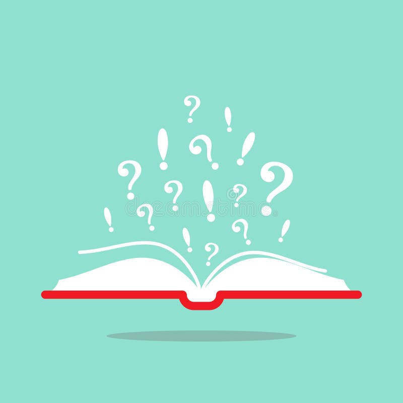 Open Book with Red Book Cover and White Question Marks Flying Out ...