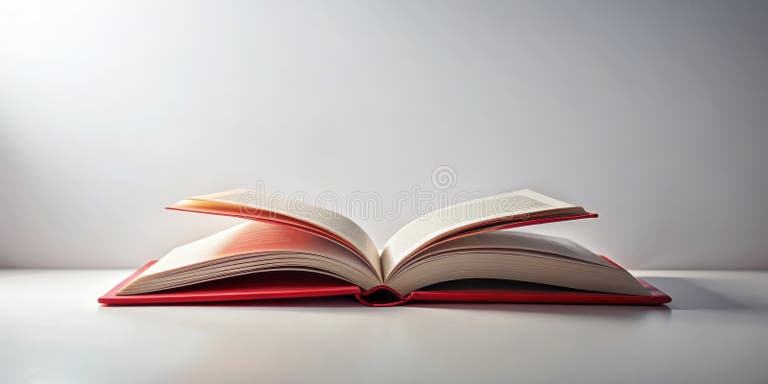 Open Book with Red Cover on White Surface. Generative AI Stock ...