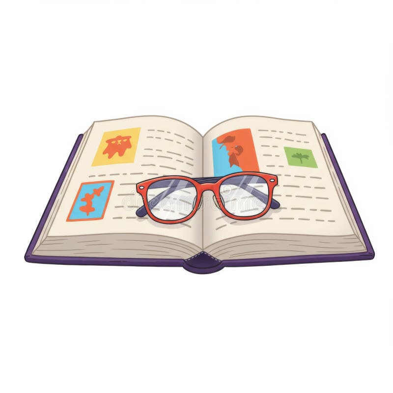 Open Book with Red Glasses Pixel Art Illustration Stock Illustration ...