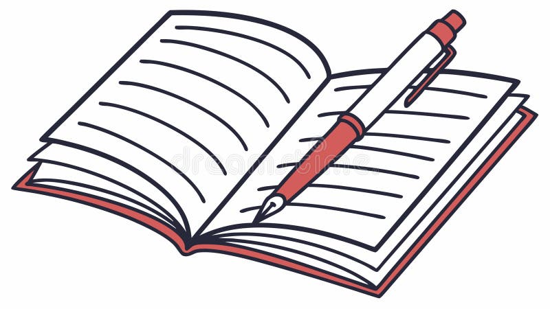 Open Book with Red Pen, Reading and Writing, Vector Design Generative ...