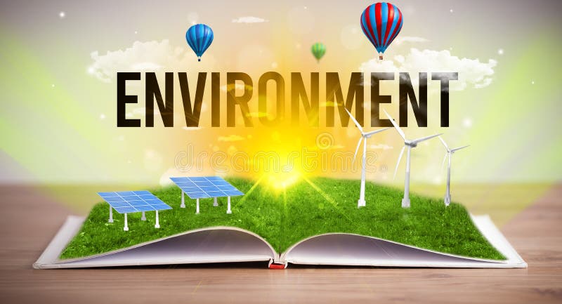 Open Book, Renewable Energy Concept Stock Illustration - Illustration ...