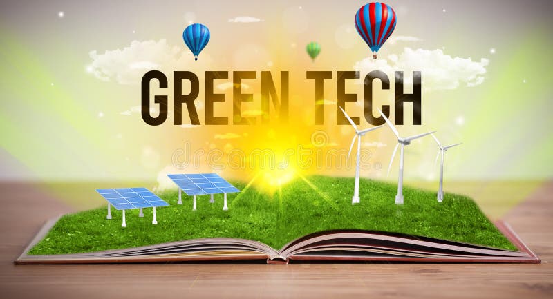 Open Book, Renewable Energy Concept Stock Illustration - Illustration ...