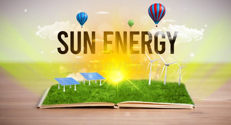 Open Book, Renewable Energy Concept Stock Photo - Image of protection ...