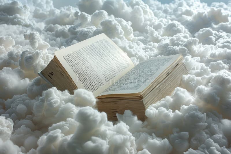 Open Book Floating on Clouds: a Serene Reading Experience Stock ...