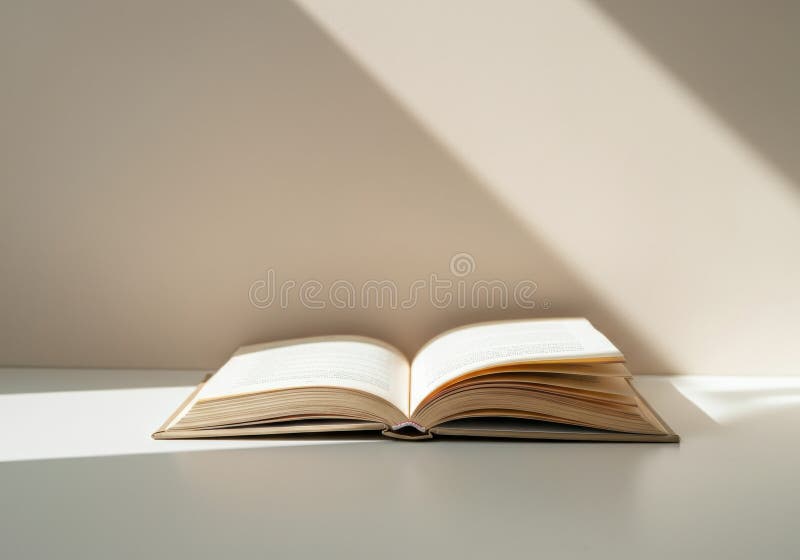 Open Book Resting on a White Surface with Soft Shadows Stock Image ...
