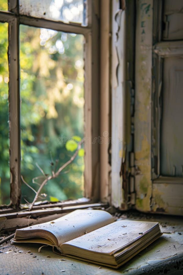 An Open Book Resting on a Window Sill, Suitable for Education Concepts ...