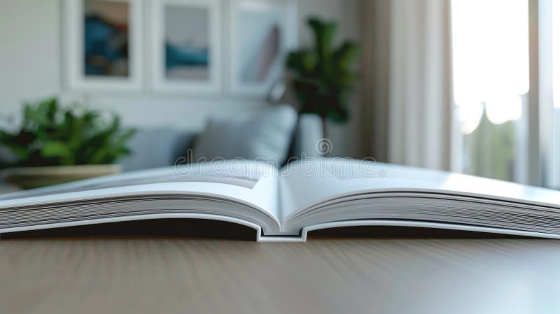 An Open Book Resting on a Wooden Table. Suitable for Educational or ...