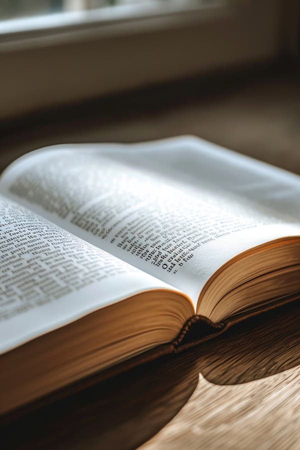 Open Book Resting Wooden Table Suitable Educational Literary Concepts ...