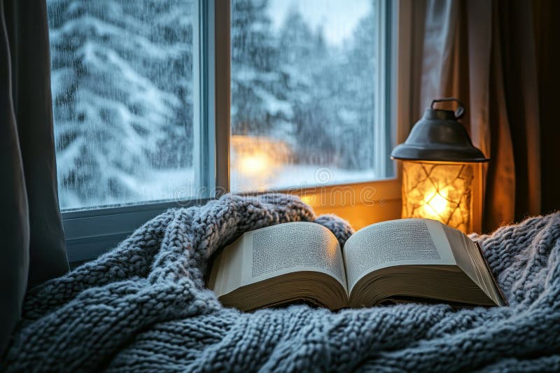 An Open Book Rests on a Bed Near a Candle, Creating a Serene Atmosphere ...