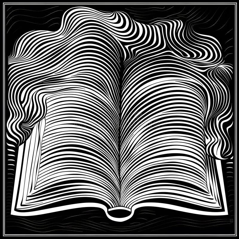An Open Book Rests Centrally Against Backdrop of Swirling Lines that ...