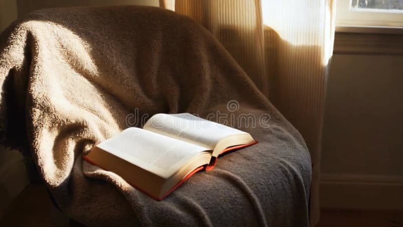 Open Book Bathed in Sunlight on a Sofa Stock Footage - Video of reading ...